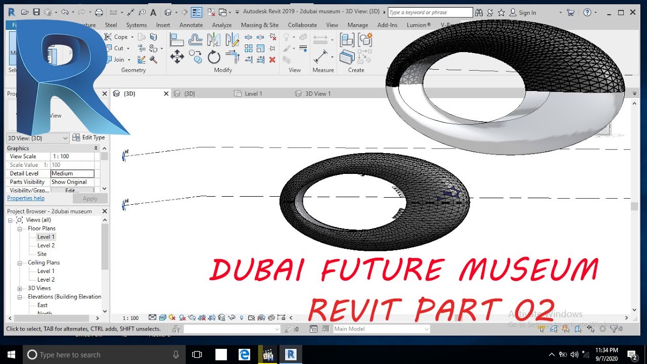 how to create dubai future museum in revit part 02 - YouTube