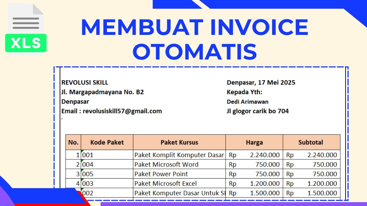 Membuat Invoice Otomatis Pake Excel | Invoice Sederhana di Excel - YouTube