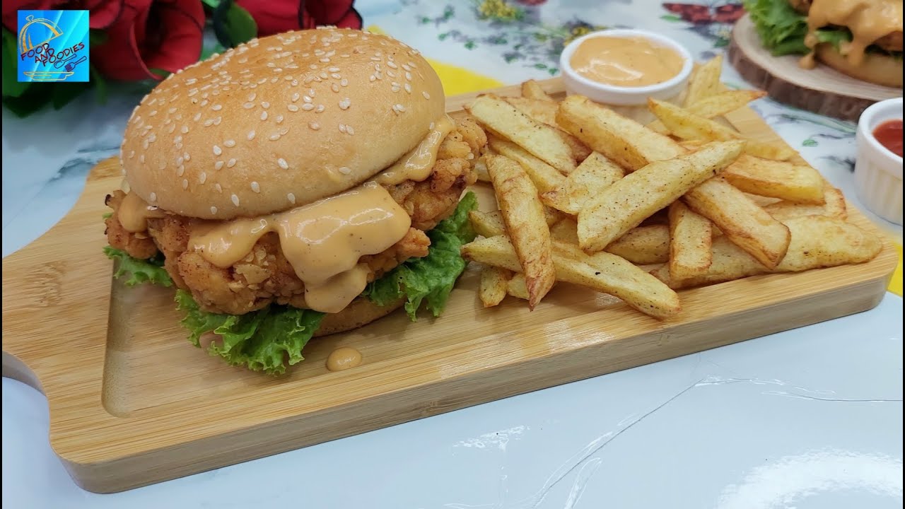 Crispy Zinger Burger Recipe | Homemade Zinger Burger Recipe By Food And ...