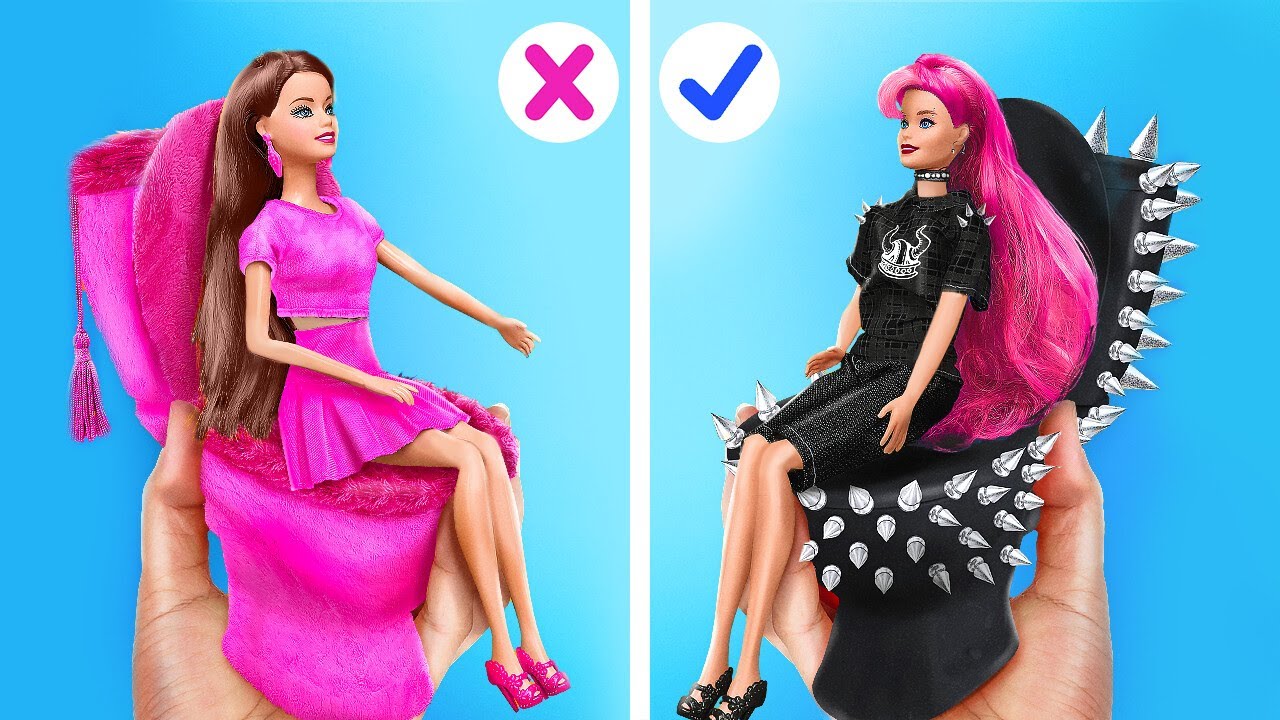 BLACK Vs PINK DOLL ROOM MAKEOVER || Genius DIY Ideas and Miniature ...
