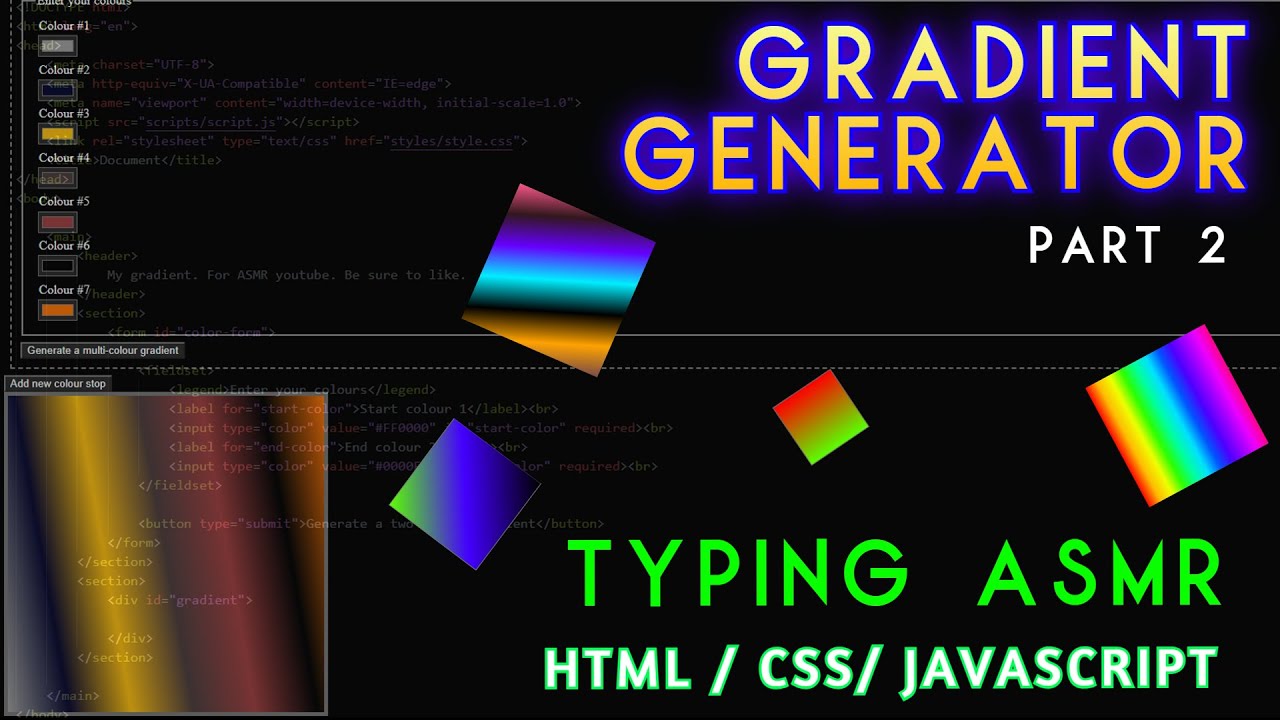 CODING ASMR LoFi | Gradient generator with html and javascript (Part 2 ...