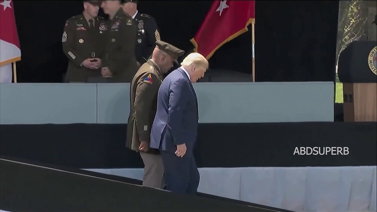 donald trump walking down a ramp but this time he falls - YouTube
