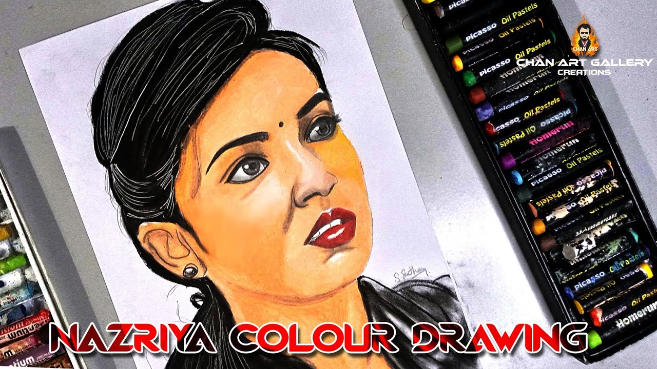 Color drawing | Actress drawing | Nazriya | chan art gallery - YouTube