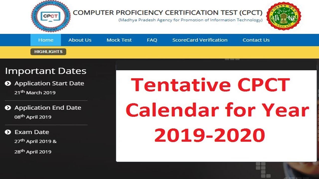 CPCT EXAM CALENDAR 2019-20 - YouTube