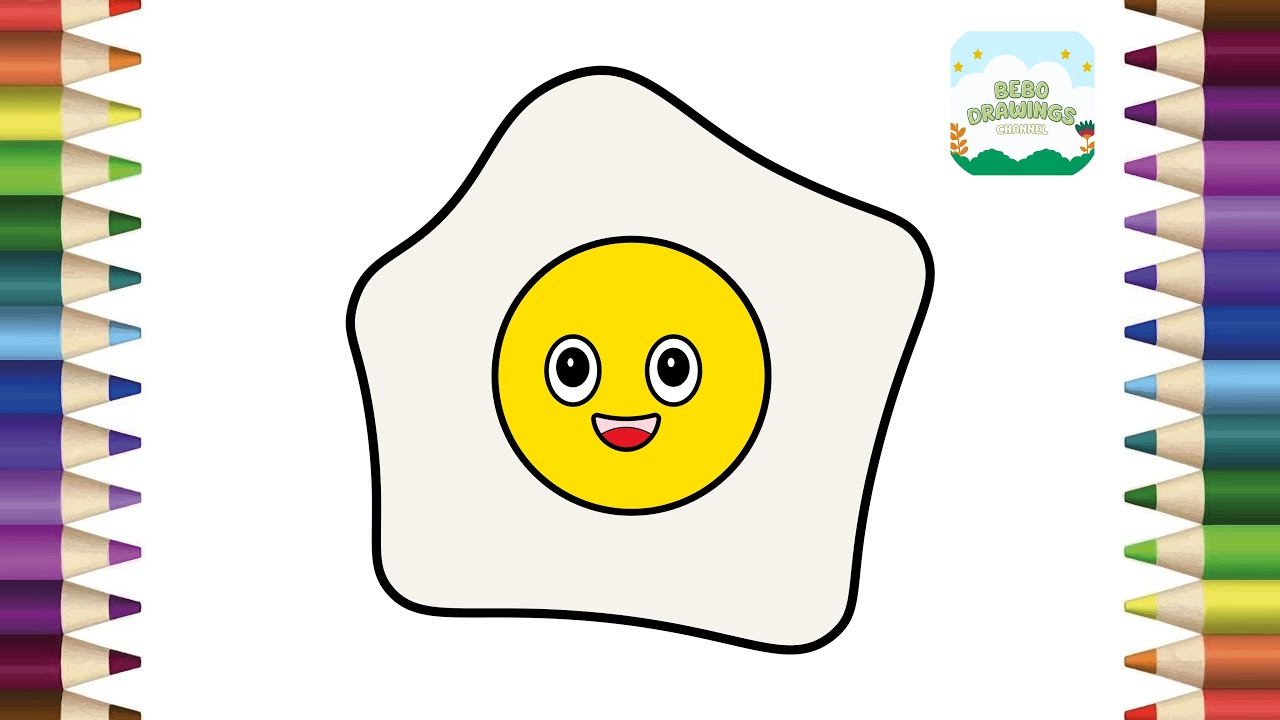 How To Draw A Cute Fried Egg Easy Step By Step For Kids | Fried Egg ...