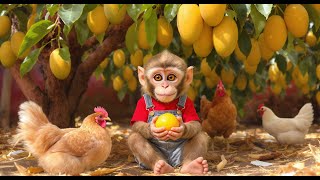 Momo the Little Monkey 🍋 A Day in the Mango Garden – Cute Farm Life