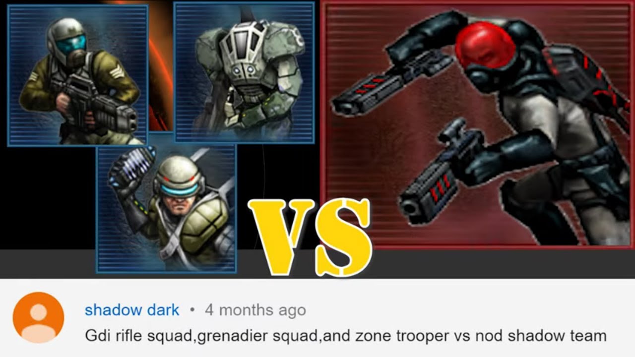 GDI Rifleman + Zone Trooper + Grenadier vs Nod Shadow Team - YouTube