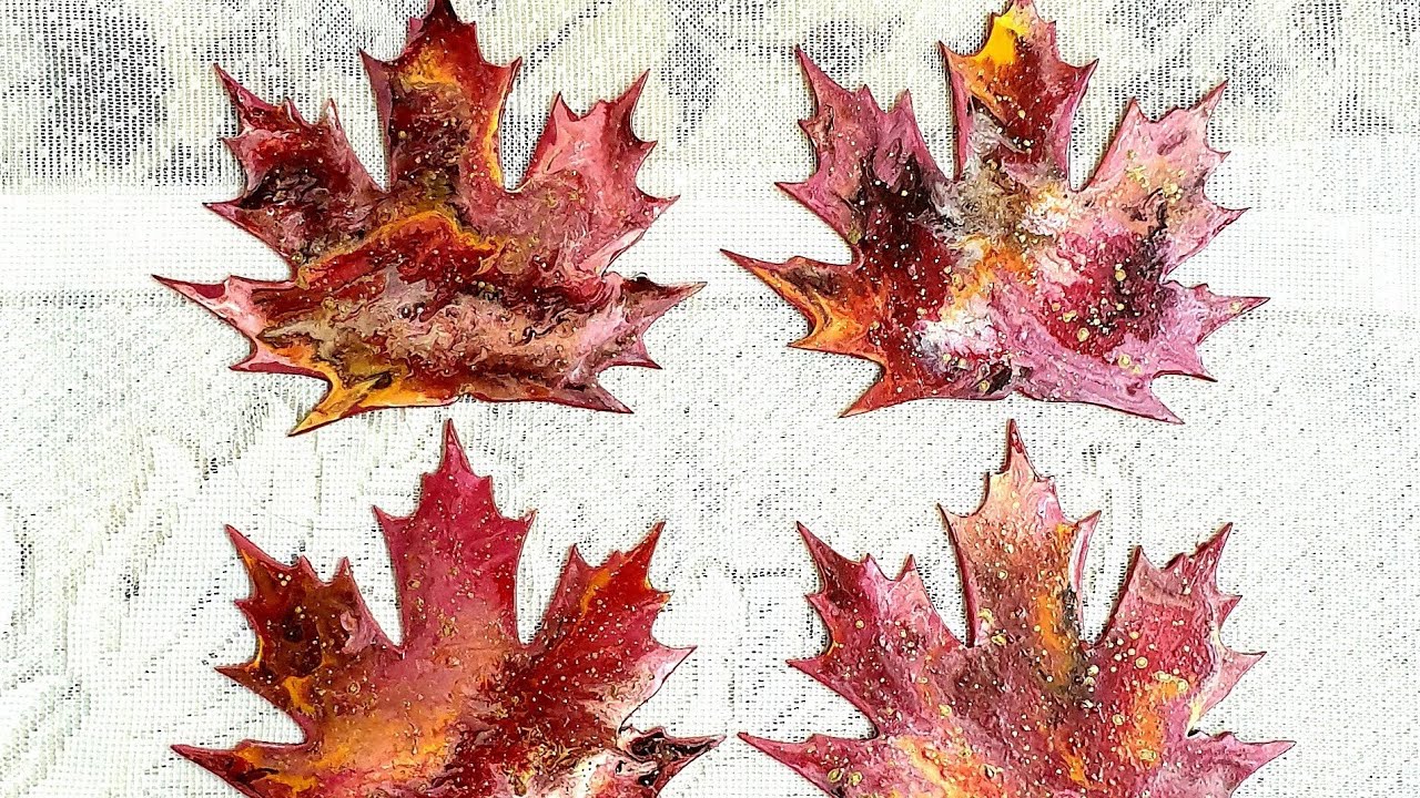 Maple leaf coasters with stand. Handpainted with love - YouTube
