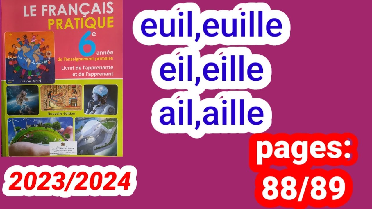 euil,euille/eil,eille/ail,aille, français pratique 6ème année primaire ...