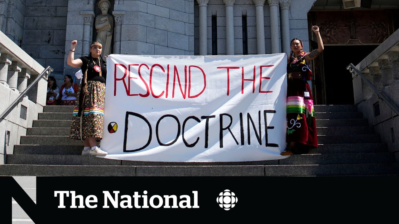 Protesters urge Pope to rescind the Doctrine of Discovery - YouTube