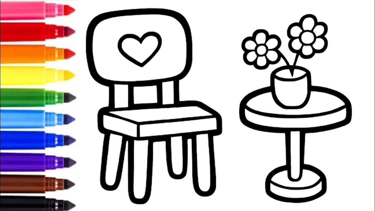 How to draw a Chair | Chair Drawing, Painting, Coloring for Kids ...