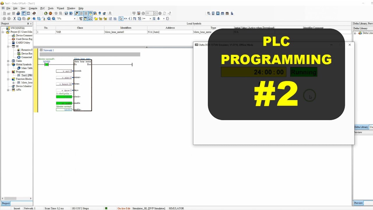 PLC programming lesson #2: moto hour meter - YouTube