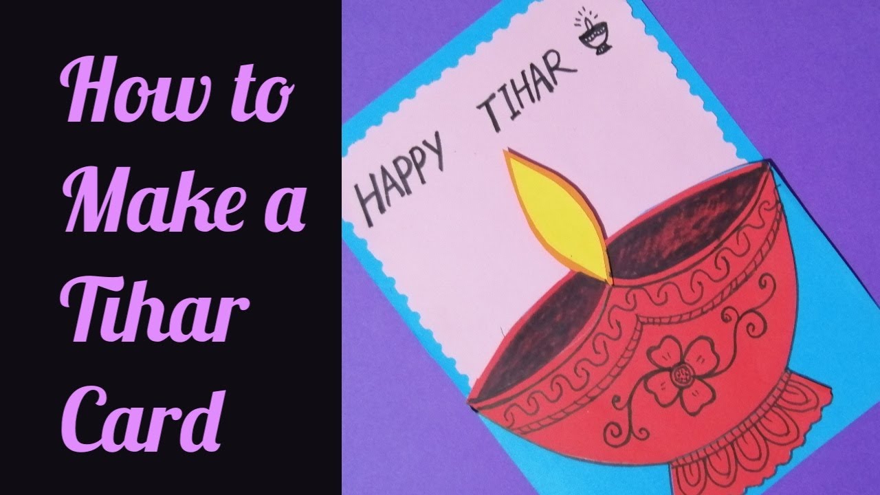Very Easy :How to make Tihar Greeting card 2020 | DIY Diya card ...