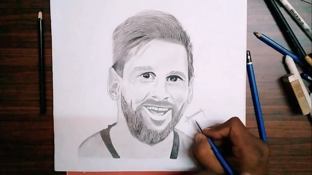 Drawing Lionel Messi | Portrait Sketch | How to draw Lionel Messi - YouTube