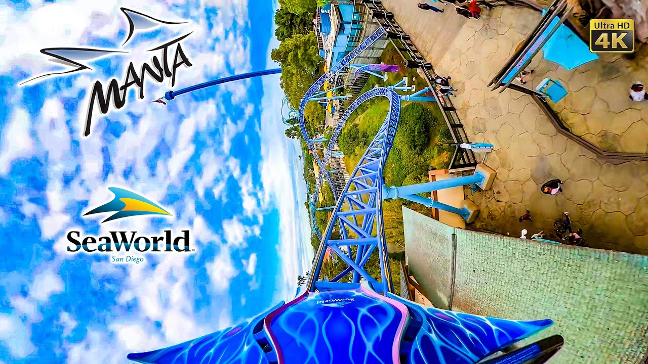 Manta Roller Coaster On Ride Front Seat 4K POV SeaWorld San Diego 2024 ...