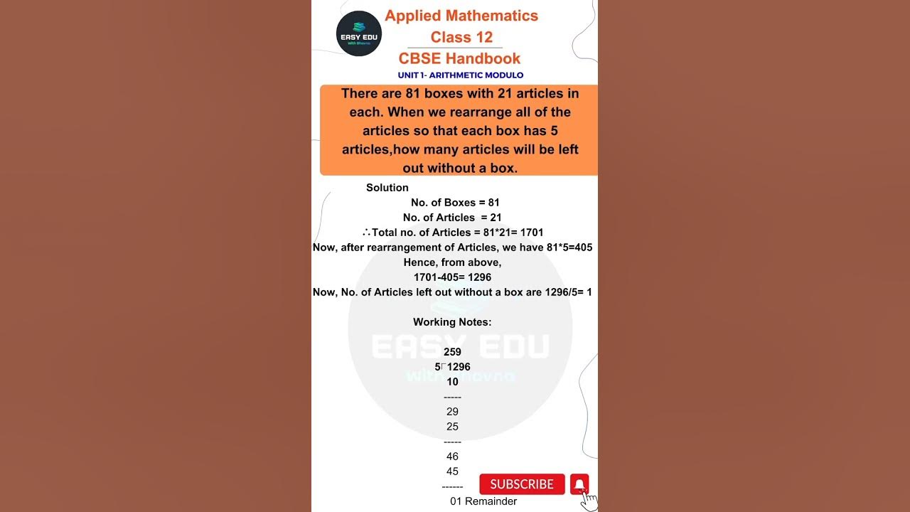 Class 12 Applied Maths Chapter 1 Airthmetic Modulo Ex 1 Qn 9 Handbook Airthmeticmodulo