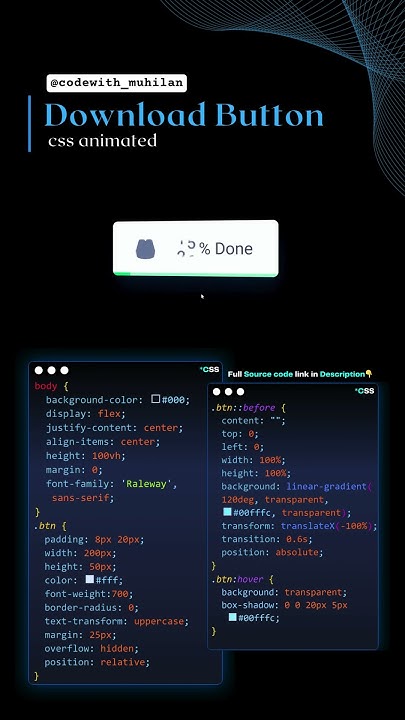 Animated Download Button #codewith_muhilan #css #coding #animated #download #button - YouTube