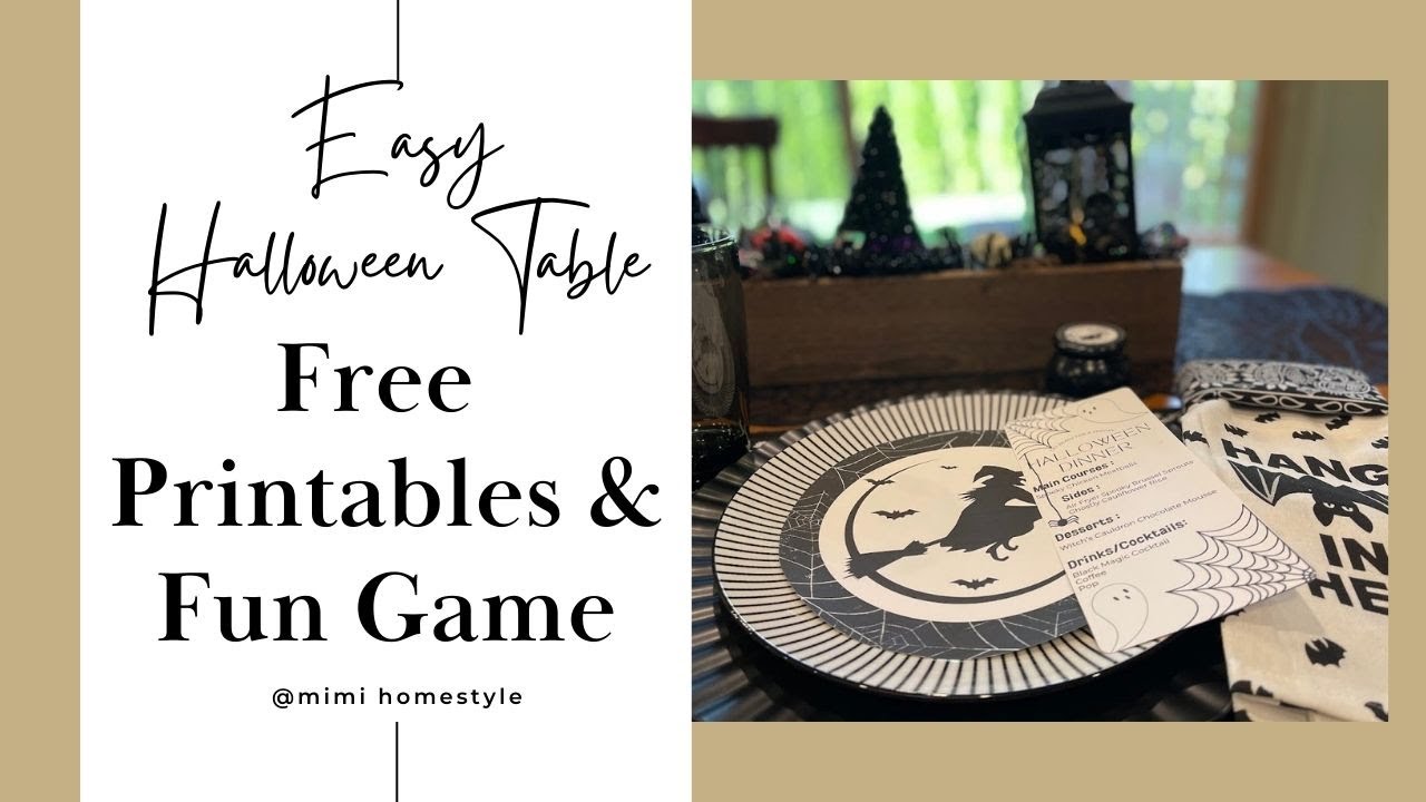 Easy Affordable Halloween Table Setup | Free Printables & Fun Card Game ...