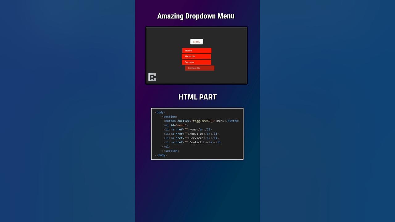 Dropdown menu bar using HTML & CSS | #shorts #menubar #hovereffect - YouTube