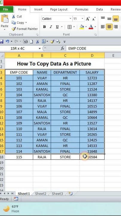 How To Copy Data As a Picture || Excel New Tricks #copy #paste #viral # ...