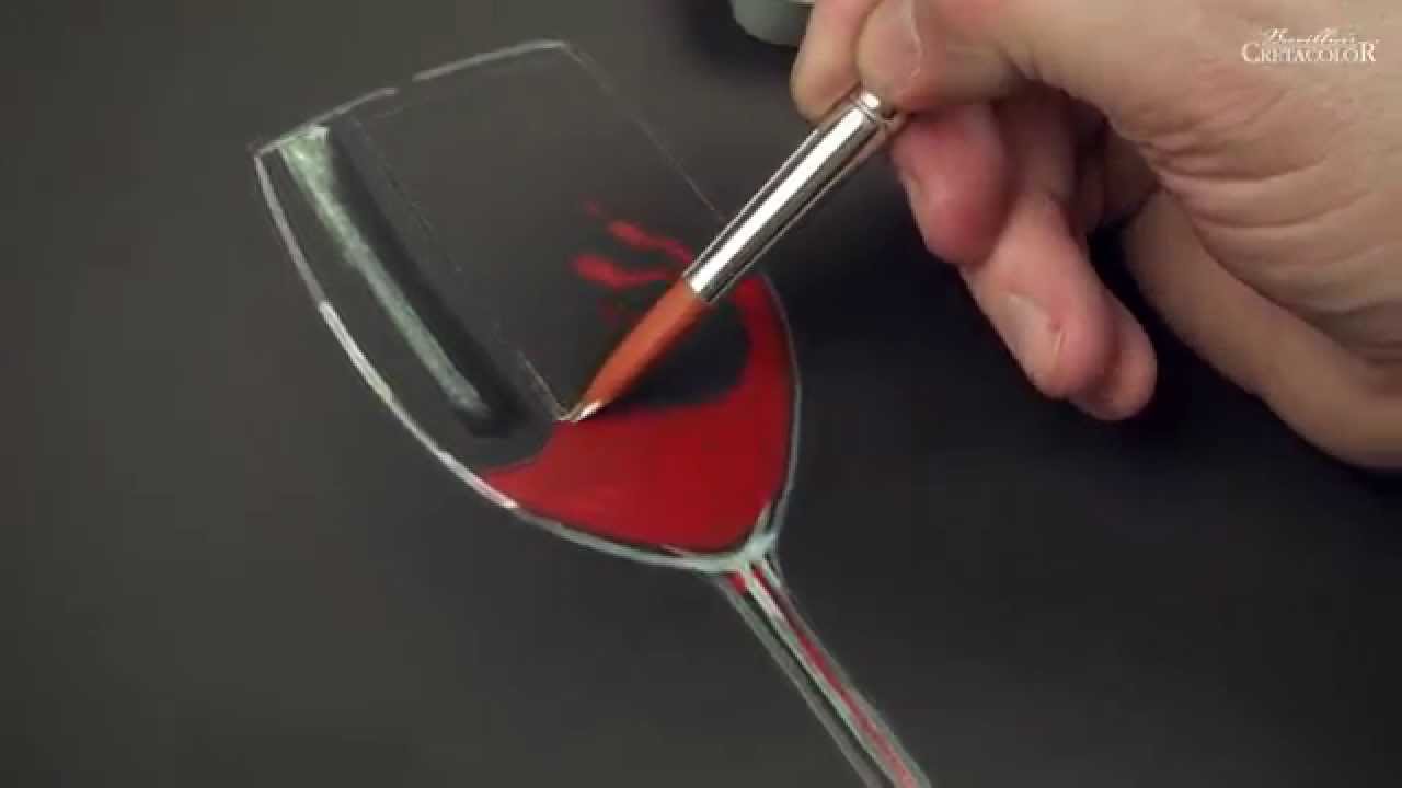 Cretacolor's Aqua Brique as Gouache paint (How-to wine glass) - YouTube