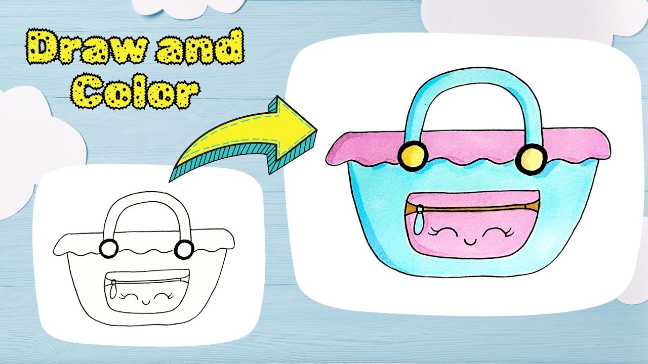 How to Draw a Tote Bag | Easy Drawing for Kids | Step By Step Drawing ...