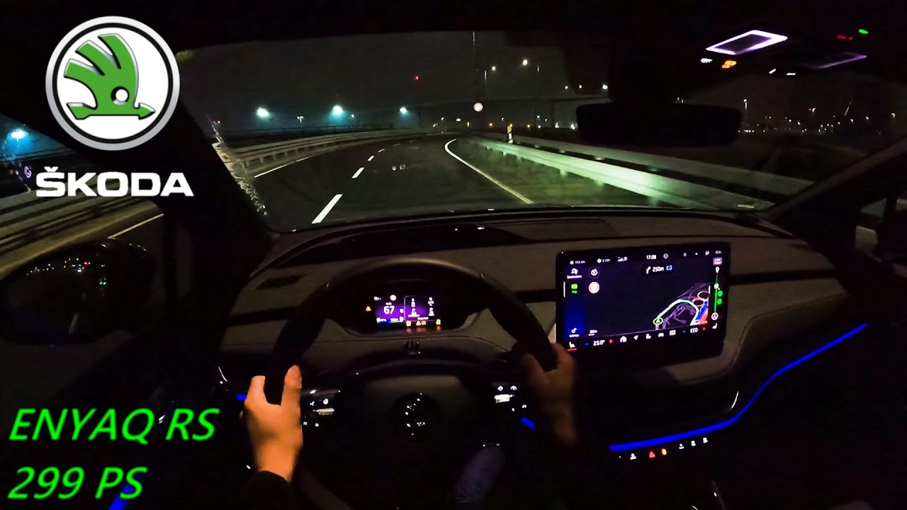 2022 SKODA ENYAQ COUPE iV RS 299 PS TOPSPEED NIGHT POV DRIVE FRANKFURT ...