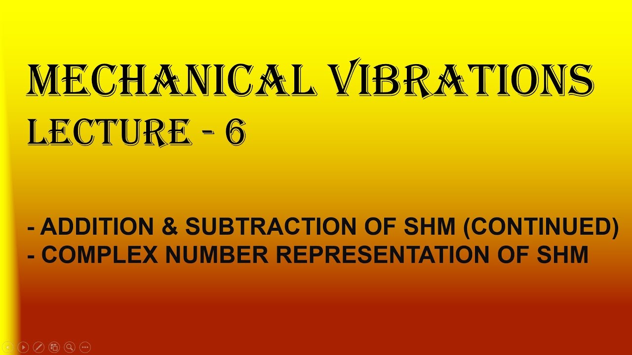 MV Lecture - 6 (Addition/subtraction of SHM (continued); Complex number ...