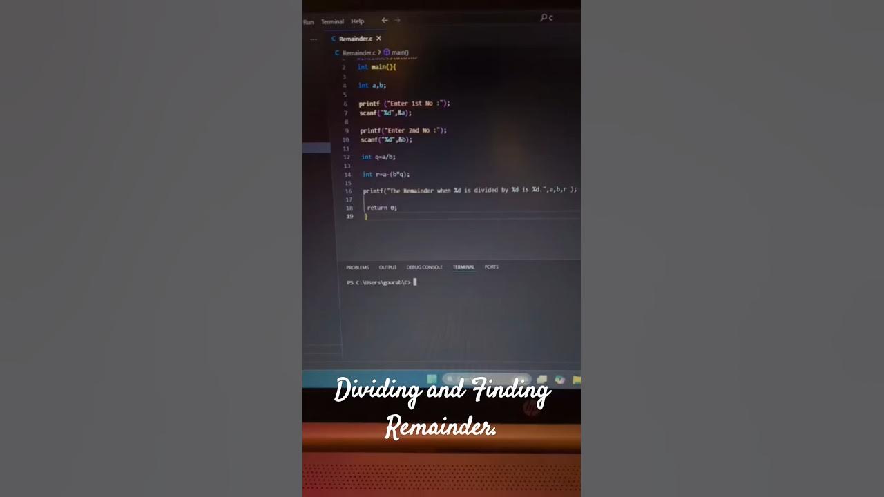 C Programming: Dividing and Finding Remainder. #CProgramming #ModulusOperator # ...