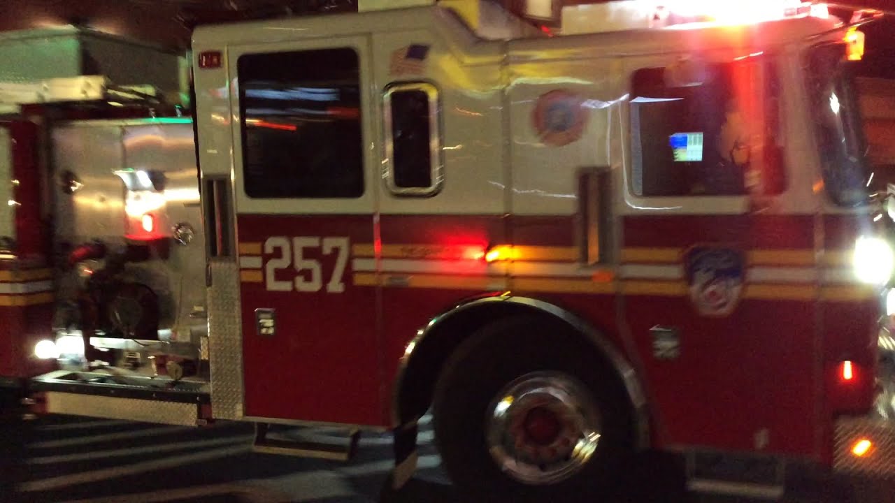 FDNY Brand New 2020 Engine 257 & Tower Ladder 170 responding - YouTube
