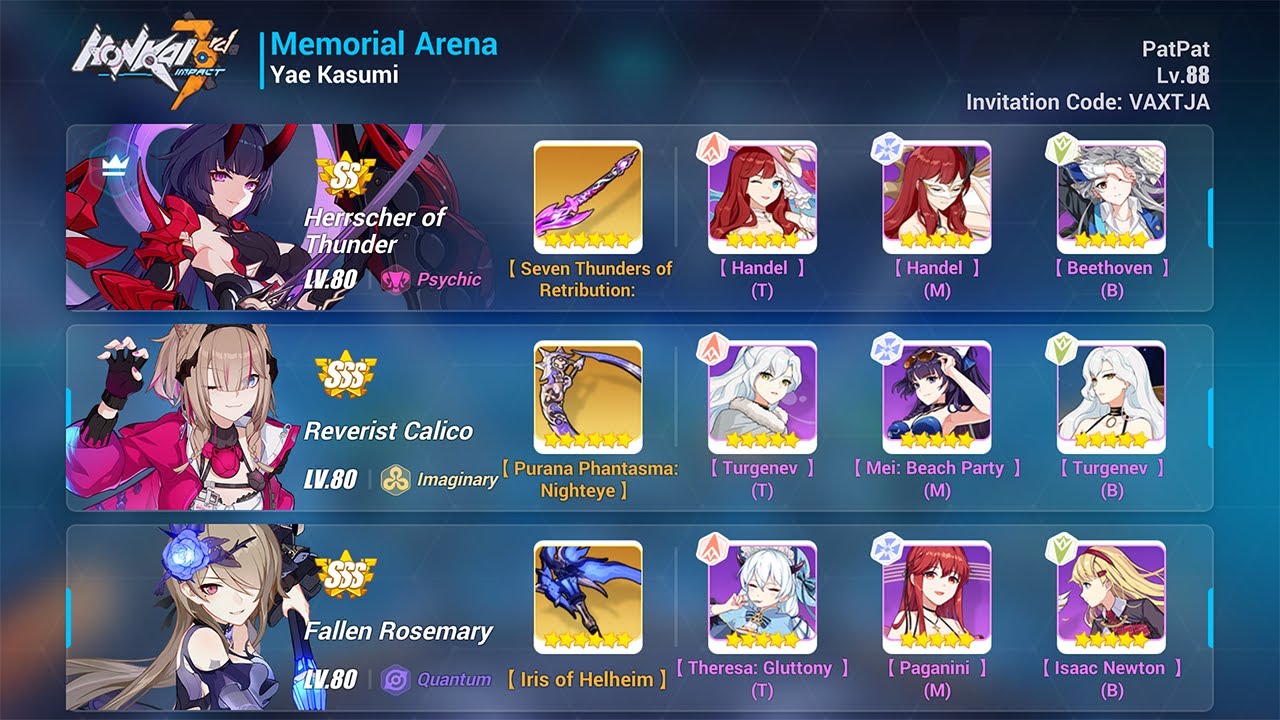 Exalted MA | Kasumi 31733 - HT(SS1) RC FR | 3* Klein ELF | Honkai ...