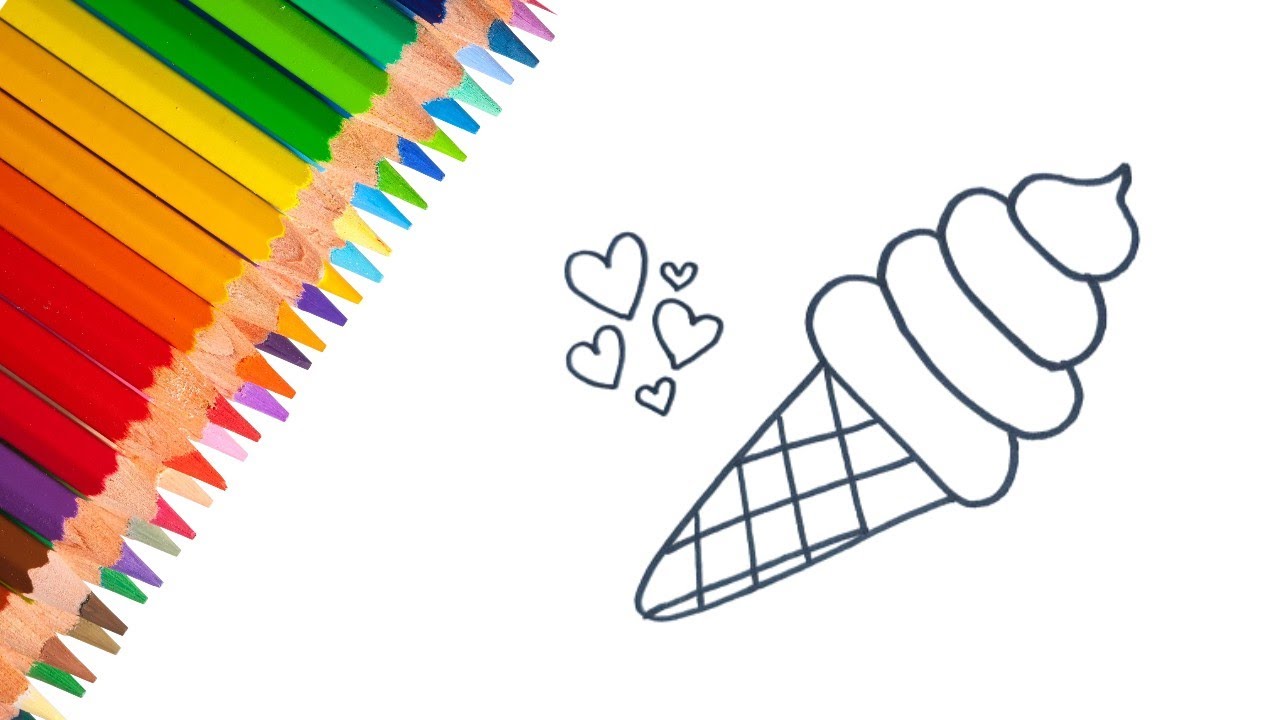 How to Draw Ice Cream Cone | Step by Step Drawing and Coloring for Kids ...