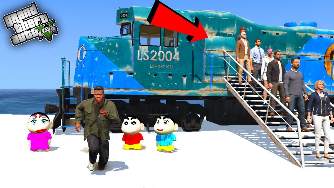 GTA 5 : Franklin Landing First Train Experience With Shinchan & Pinchan ...