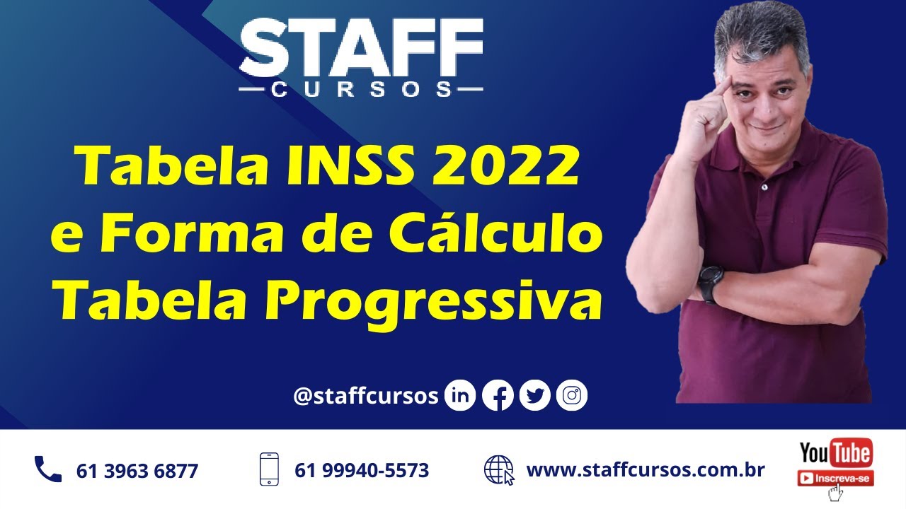 Nova Tabela INSS 2022 e Cálculo da Tabela Progressiva #staffcursos ...