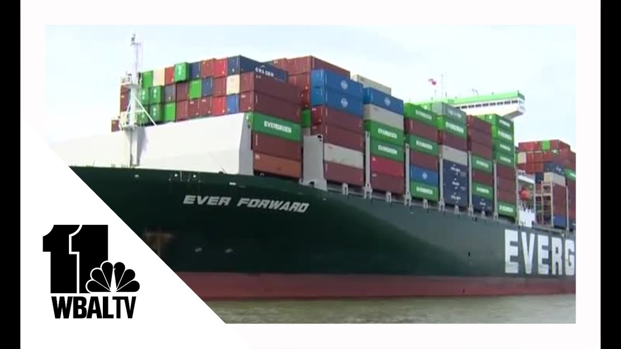 Get close-up to Ever Forward, still stuck in Chesapeake Bay - YouTube