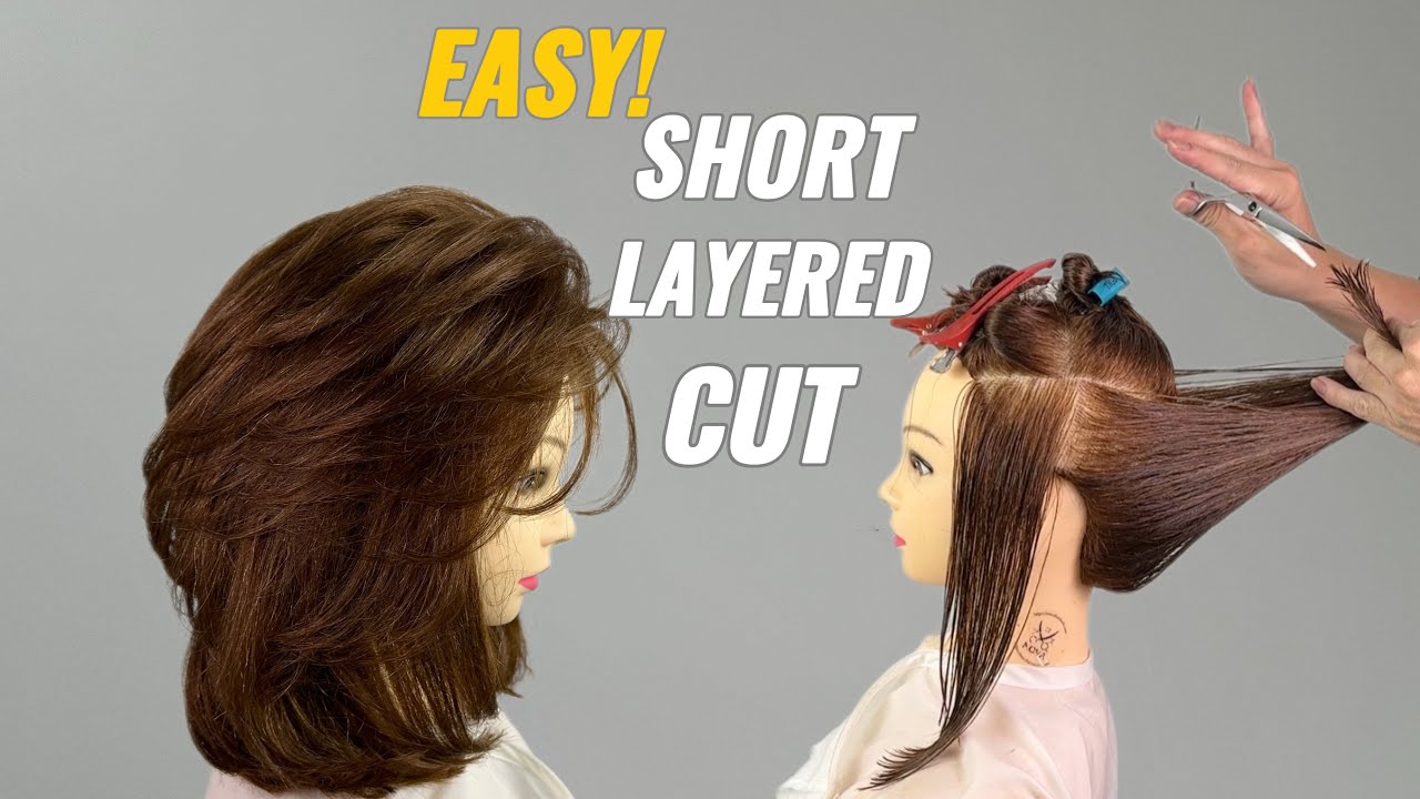 How To Cut a Perfect Short Layered Cut | Short Layered Haircut Tutorial ...