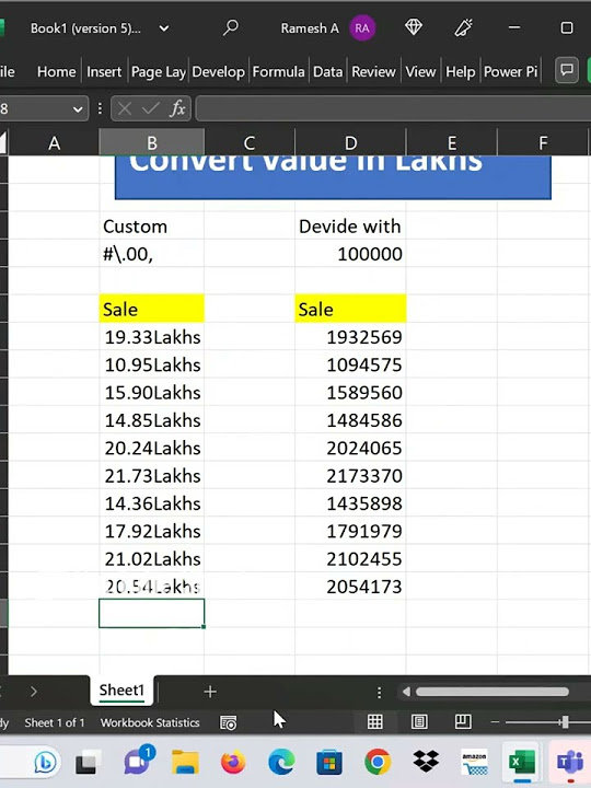 #convert values into #lakhs #customformat and normal method 1 - YouTube