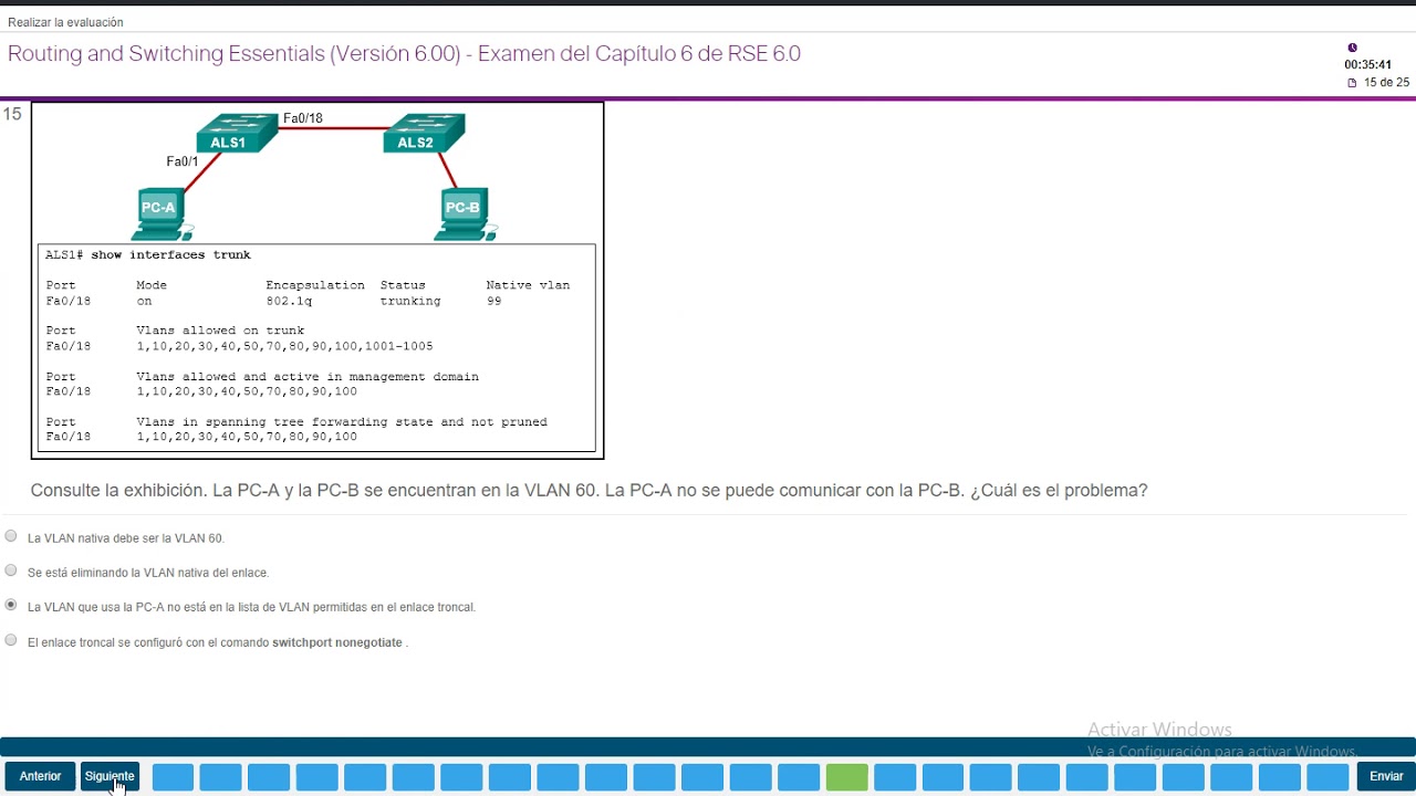 Routing and Switching Essentials ( Versión 6.00) - Examen del Capítulo ...
