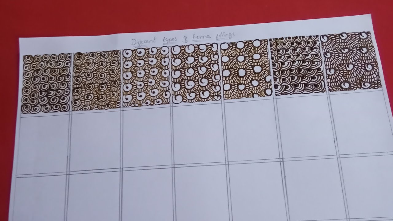 How to draw :- 7 Different types of fillings || bridal henna fillings ...