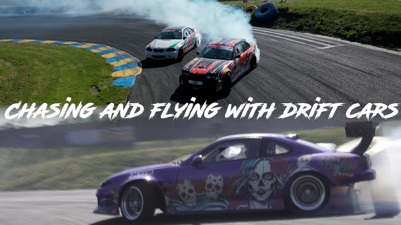 Chasing and Flying with drift cars at Drift League GB - YouTube