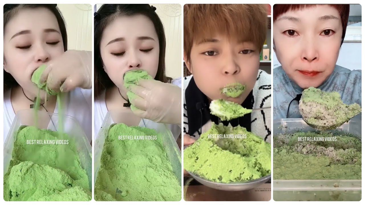 [ASMR] HEAVY MATCHA POWDERED ICE EATING MATCHA ASMR & ماتشا مثلج الأكل ...