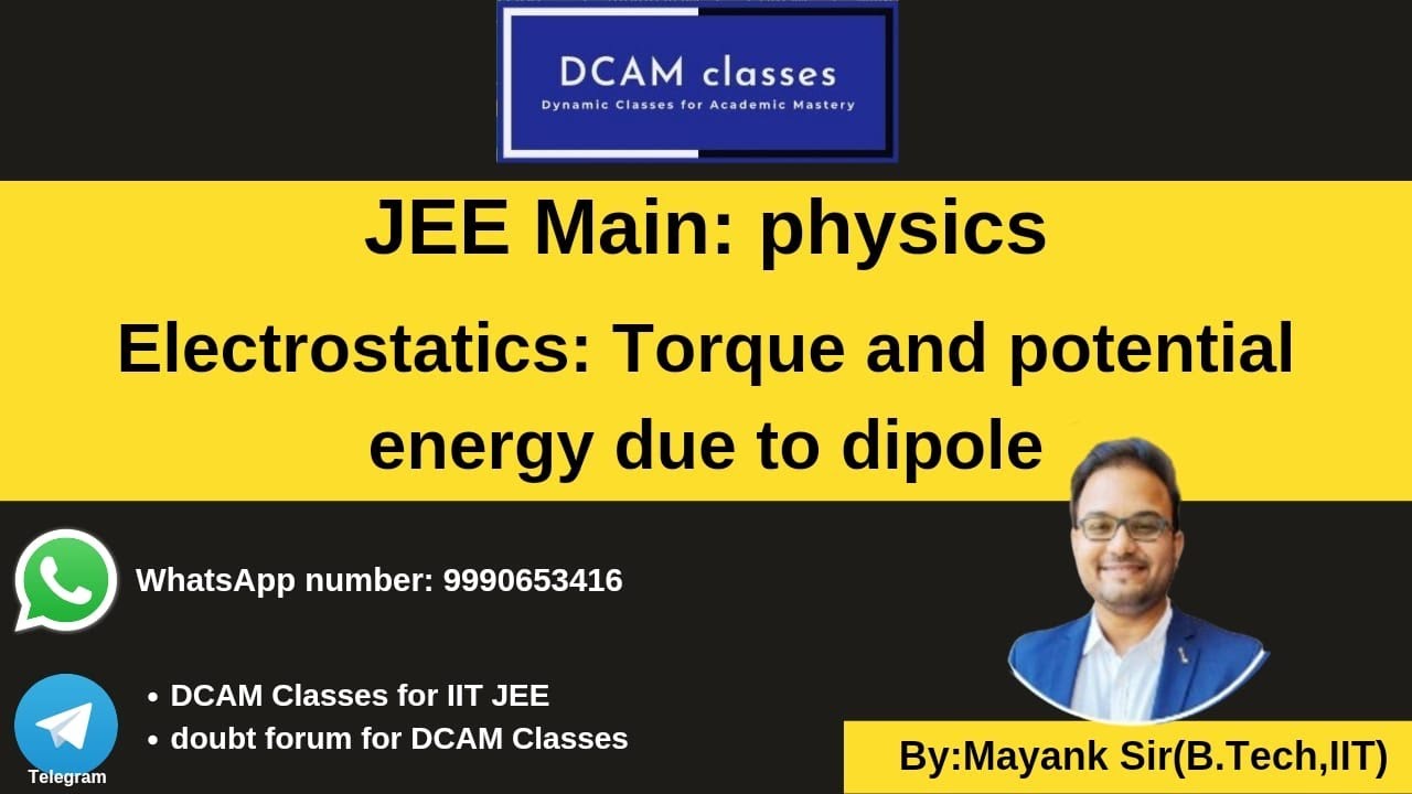 JEE Main Physics Electrostatics - torque and potential energy of dipole ...