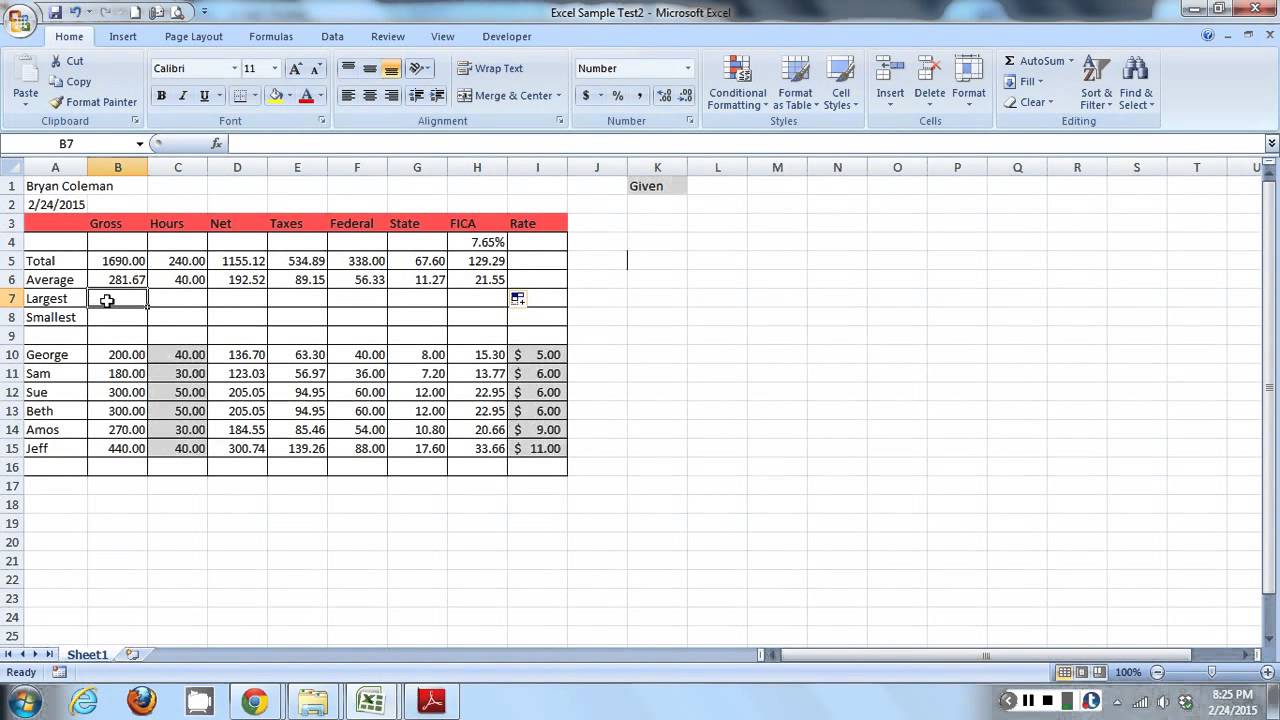 Excel Sample test - YouTube