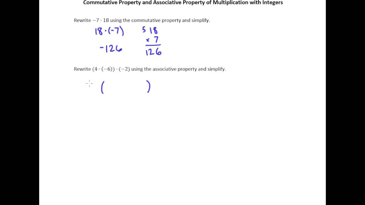 2.4b Commutative and Associative Properties of Multiplication with ...
