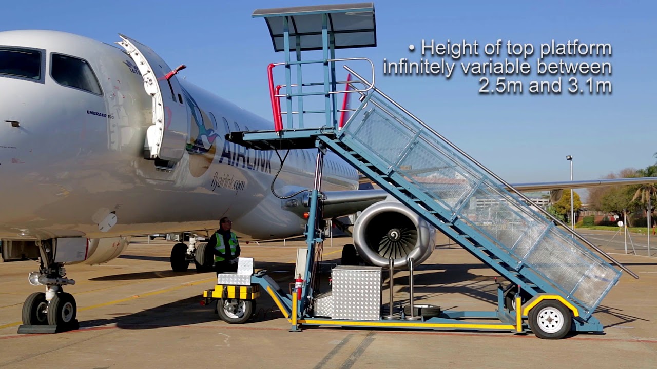 Aircraft passenger boarding steps - YouTube