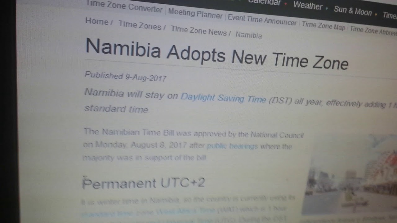 Namibia switches to new time zone - YouTube