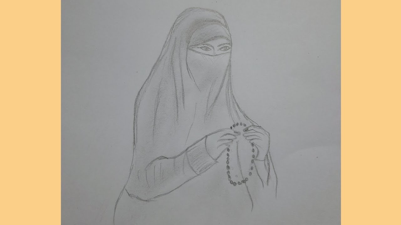 How to Draw Hijab girl Drawning. Very easy art Hijab girl step by step ...