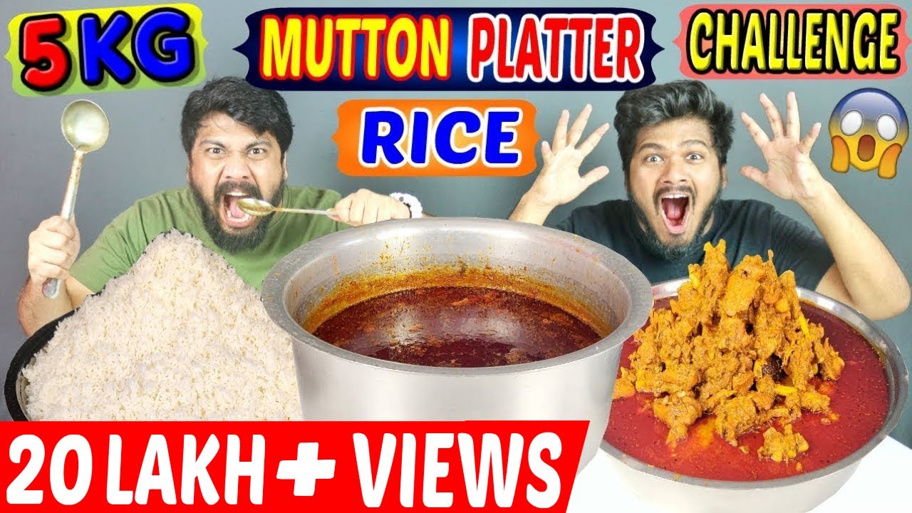 5 KG MUTTON CURRY PLATTER RICE CHALLENGE | SPICY INDIAN MUTTON PLATTER ...