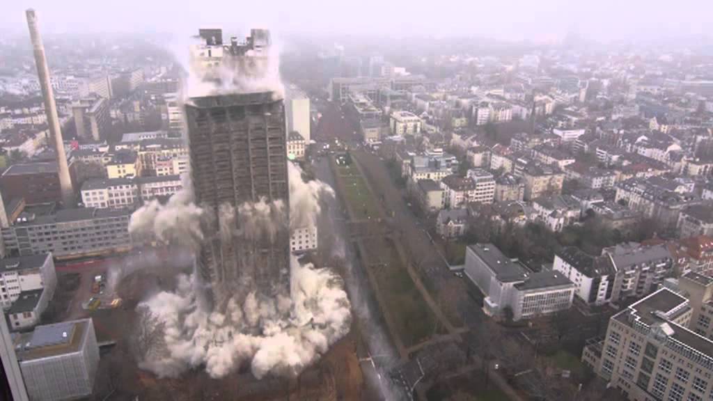 Sprengung des AfE Turms in Frankfurt am Main - slowmotion - YouTube