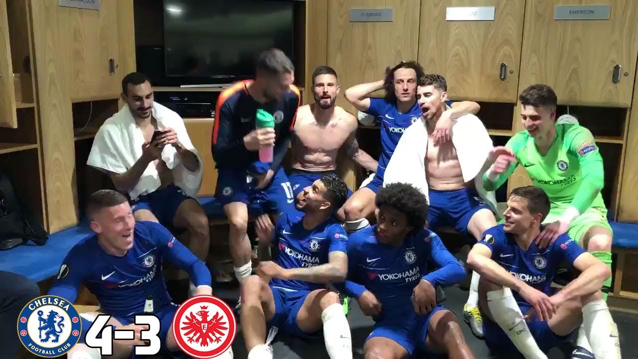 Chelsea Players Changing Room Celebrations Chelsea Vs Frankfurt 1-1 (4 ...